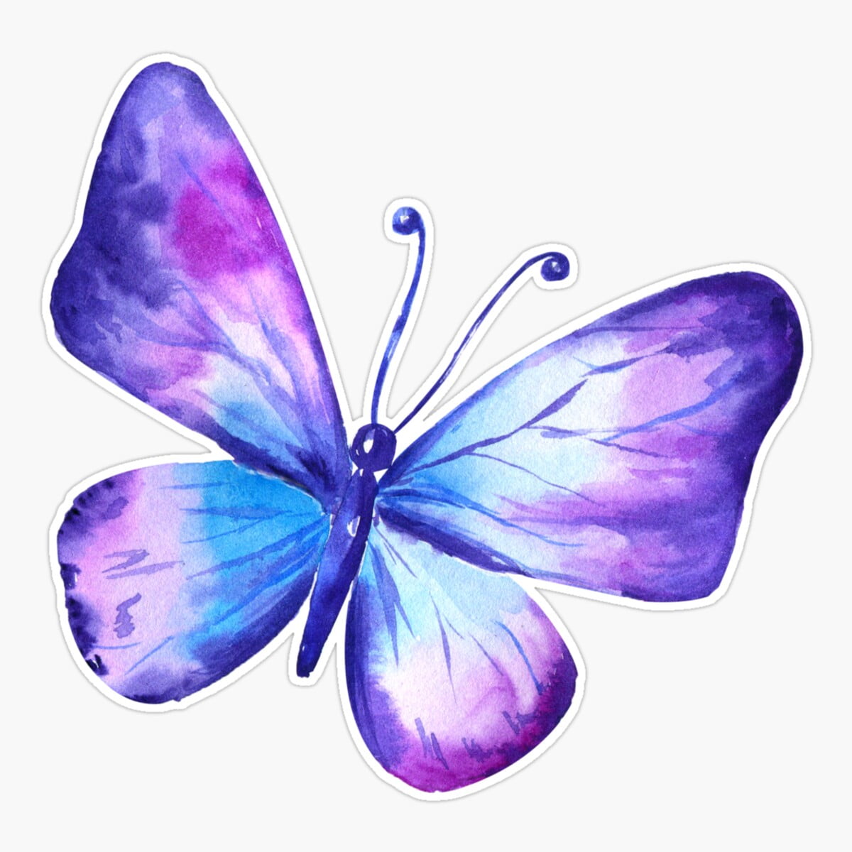 Maneki Watercolor Beautiful Pastel Purple Butterfly Sticker, Phone ...