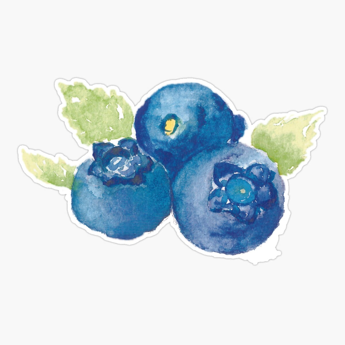 Maneki Watercolor Blueberry Painting Sticker, Phone Decal Water Bottle ...