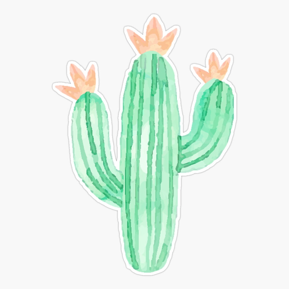 Maneki Watercolor Cactus Flowers Sticker, Phone Decal Water Bottle ...