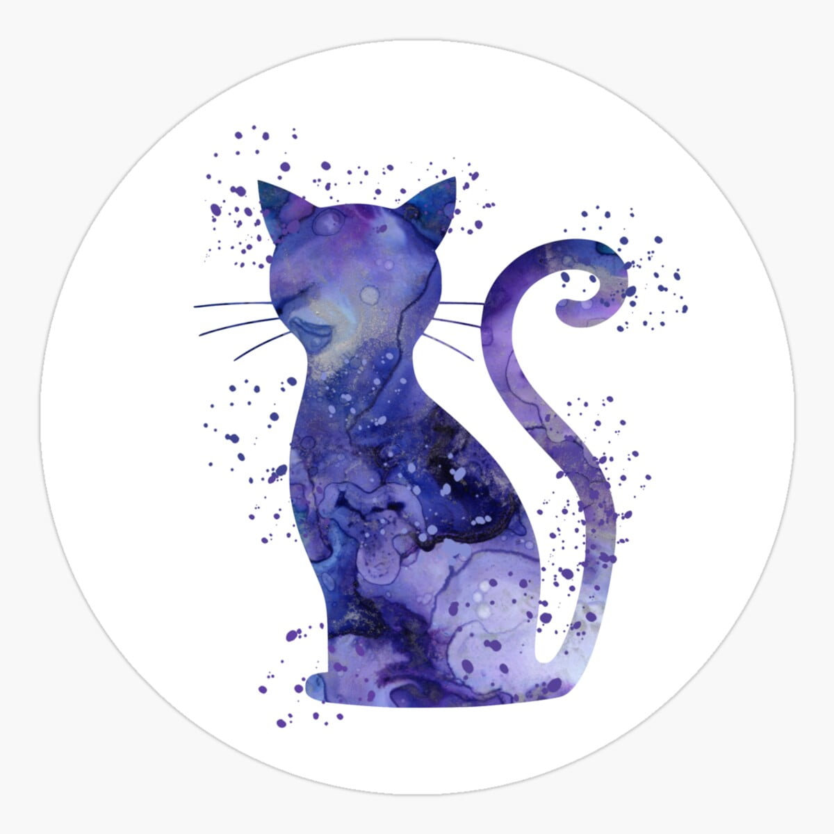 Maneki Watercolor Cat Painting Sticker, Phone Decal Water Bottle ...