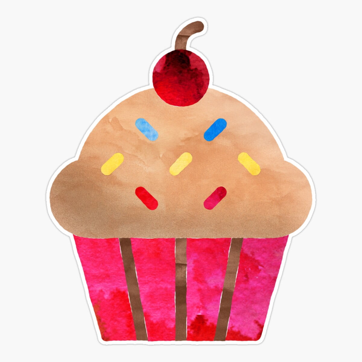 Maneki Watercolor Cupcake Baking Sticker, Phone Decal Water Bottle ...