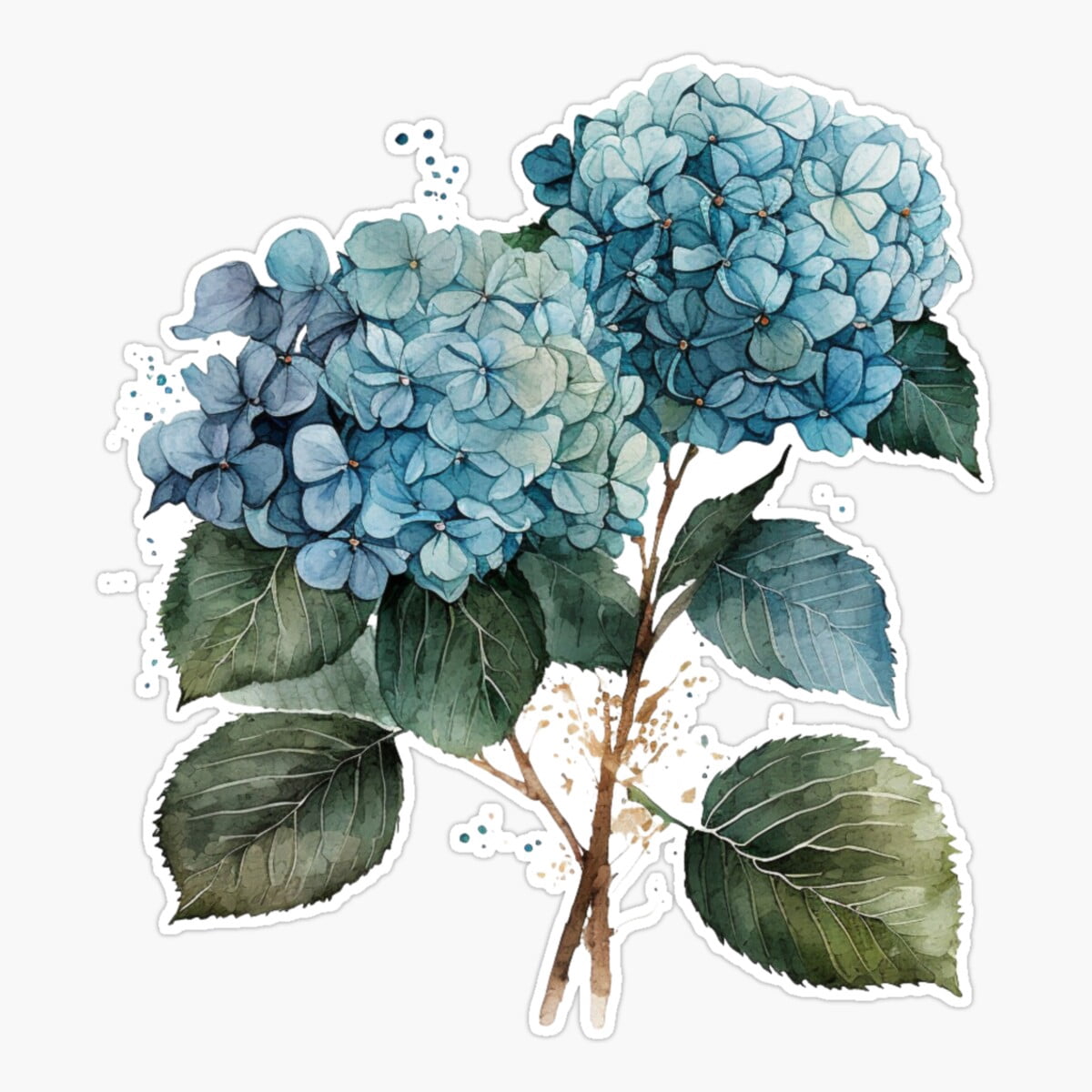 Maneki Watercolor Hydrangea Sticker, Phone Decal Water Bottle Stickers ...