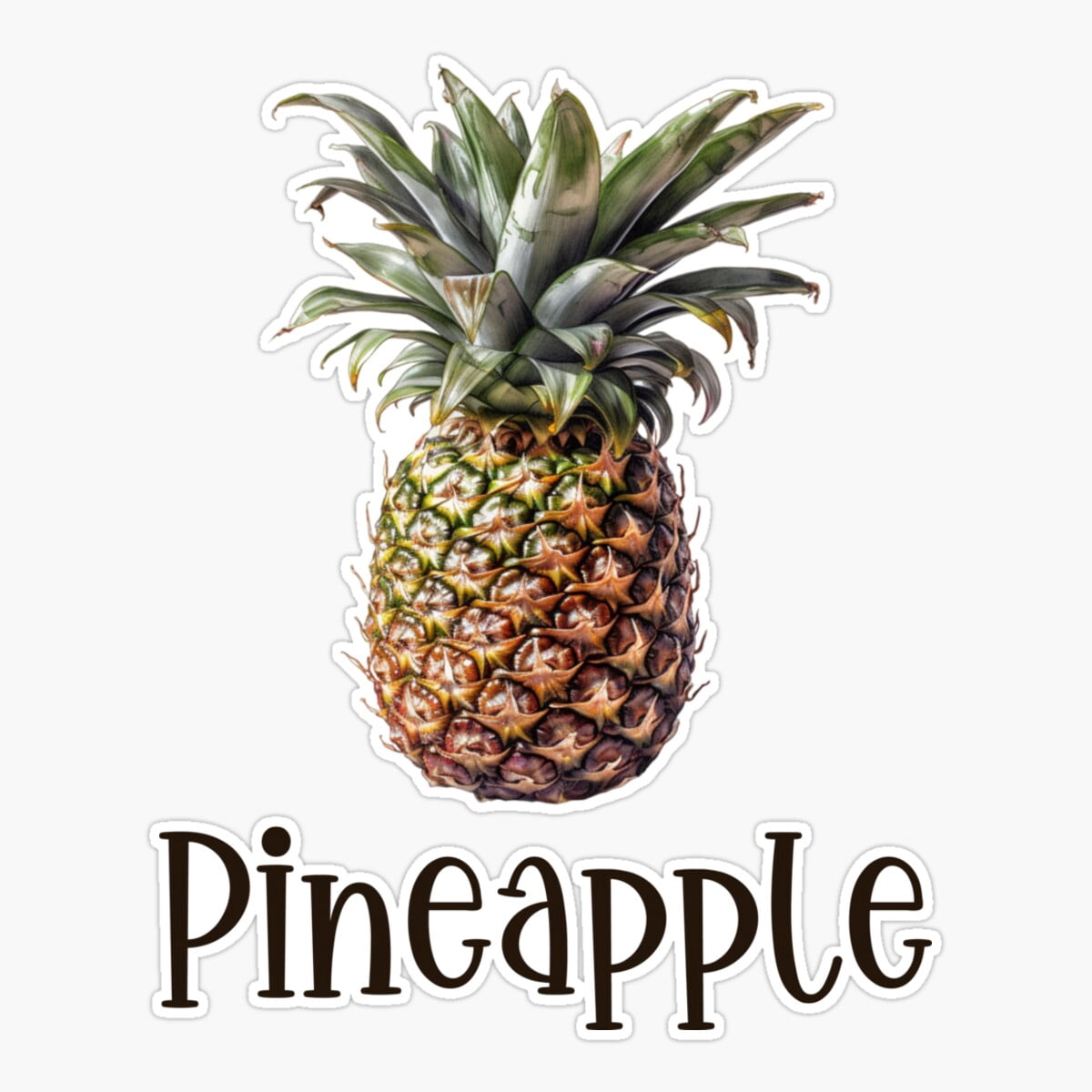 Maneki Watercolor Illustration O Pineapple Sticker, Phone Decal Water ...