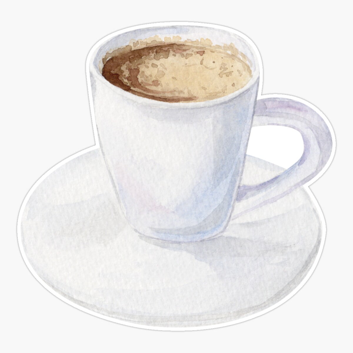 Maneki Watercolor Illustration Of White Ceramic Cup Of Espresso Coffee ...
