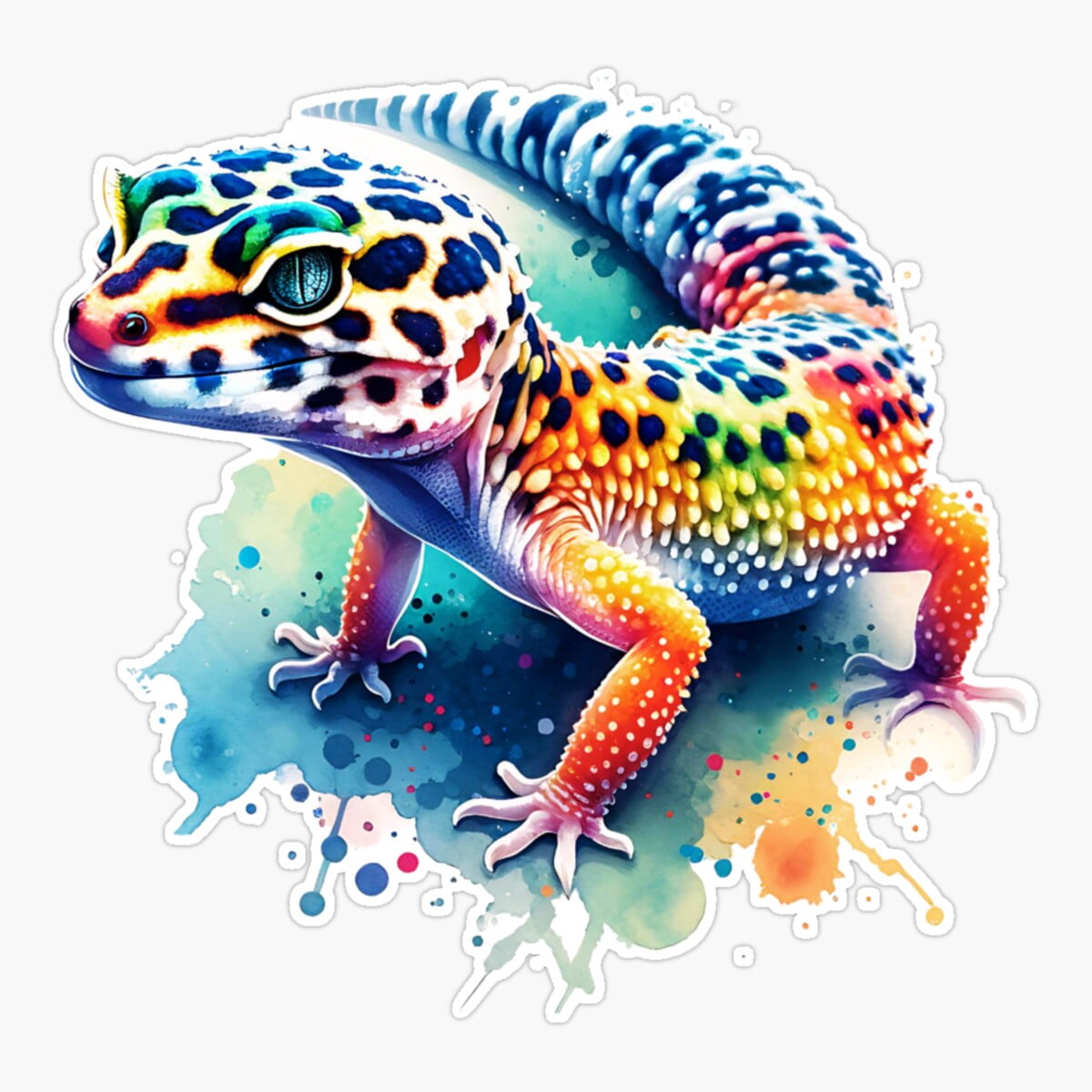 Maneki Watercolor Leopard Gecko Er, Phone Decal Water Bottle Stickers ...