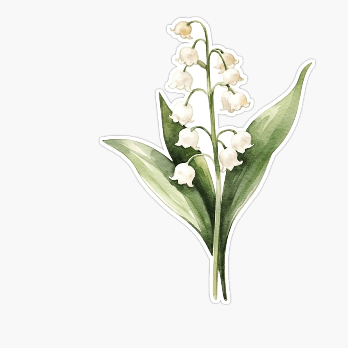 Maneki Watercolor Lily Of The Valley Flower Sticker, Phone Decal Water ...