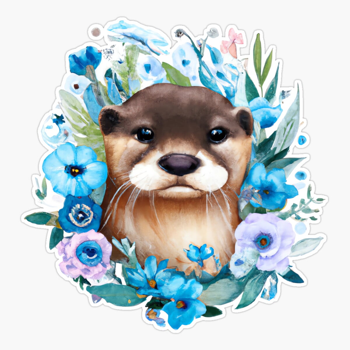 Maneki Watercolor Otter Sticker, Phone Decal Water Bottle Stickers Car ...