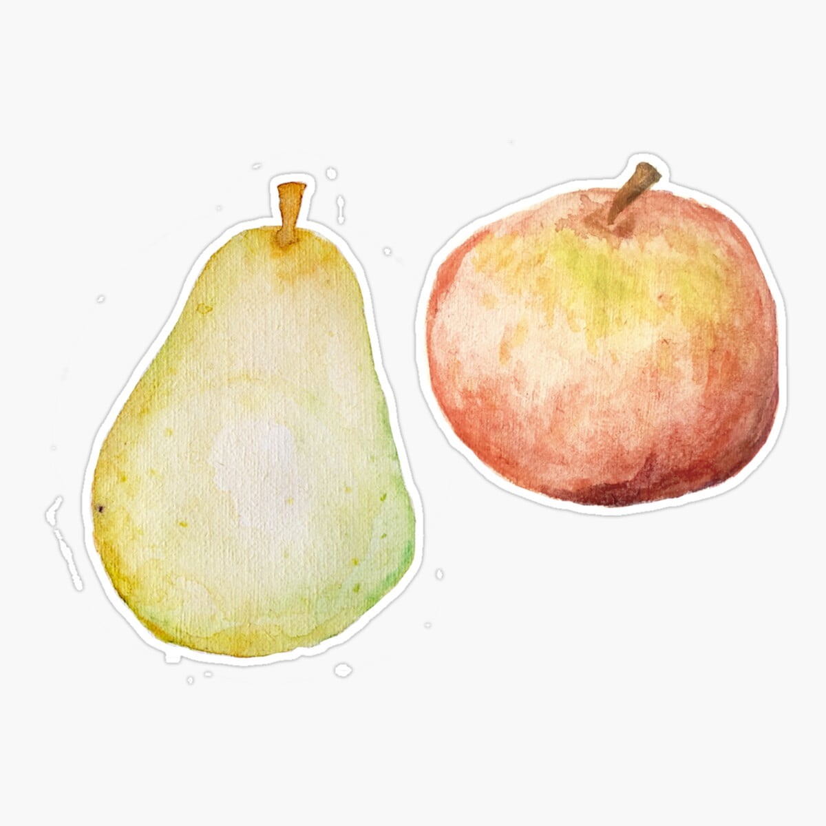 Maneki Watercolor Painterly Pears And Apples Sticker, Phone Decal Water ...