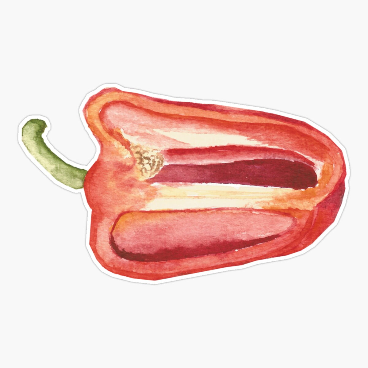 Maneki Watercolor Red Bell Pepper Sticker, Phone Decal Water Bottle ...