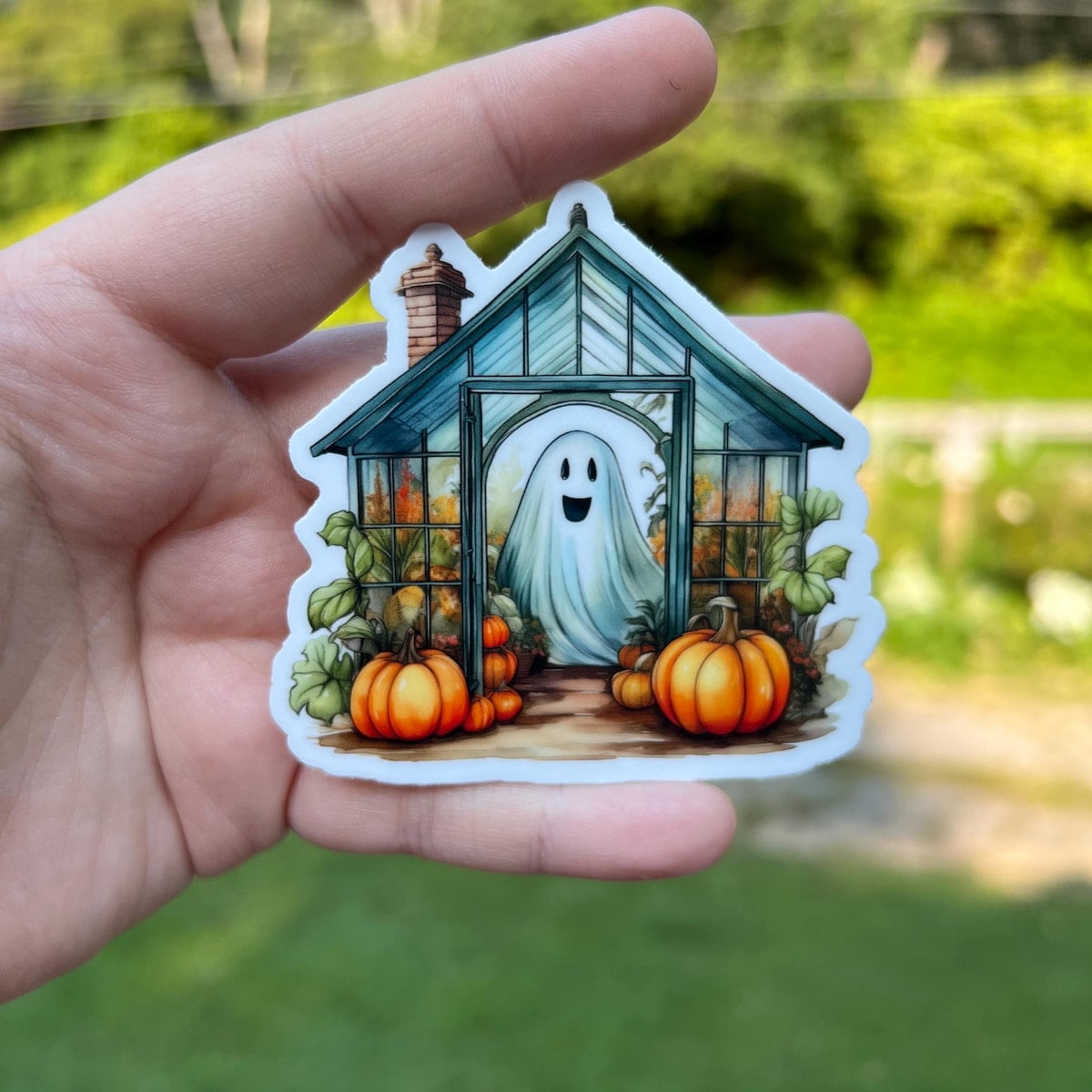 Maneki Watercolor Spooky Ghost Sticker, Cute Fall Sticker, Spooky ...