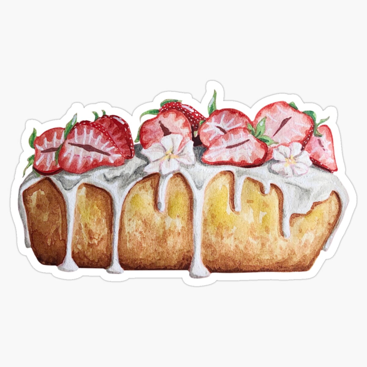 Maneki Watercolor Strawberry Glazed Flower Cake Er, Phone Decal Water ...