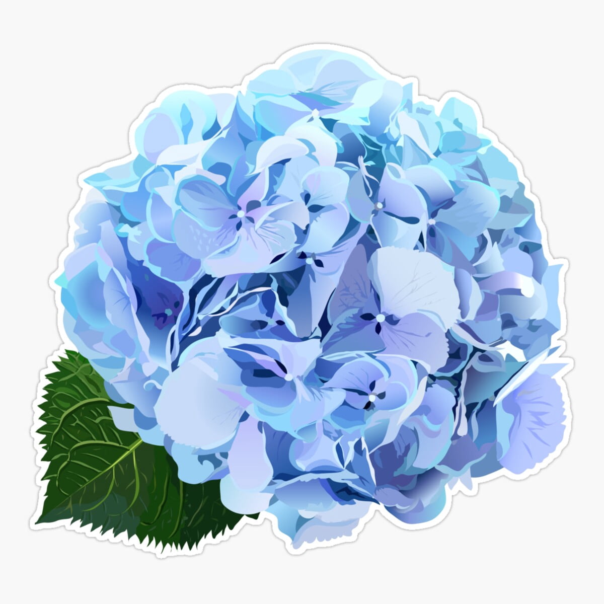 Maneki Watercolor Style Hydrangea Flowers Set. Sticker, Phone Decal ...