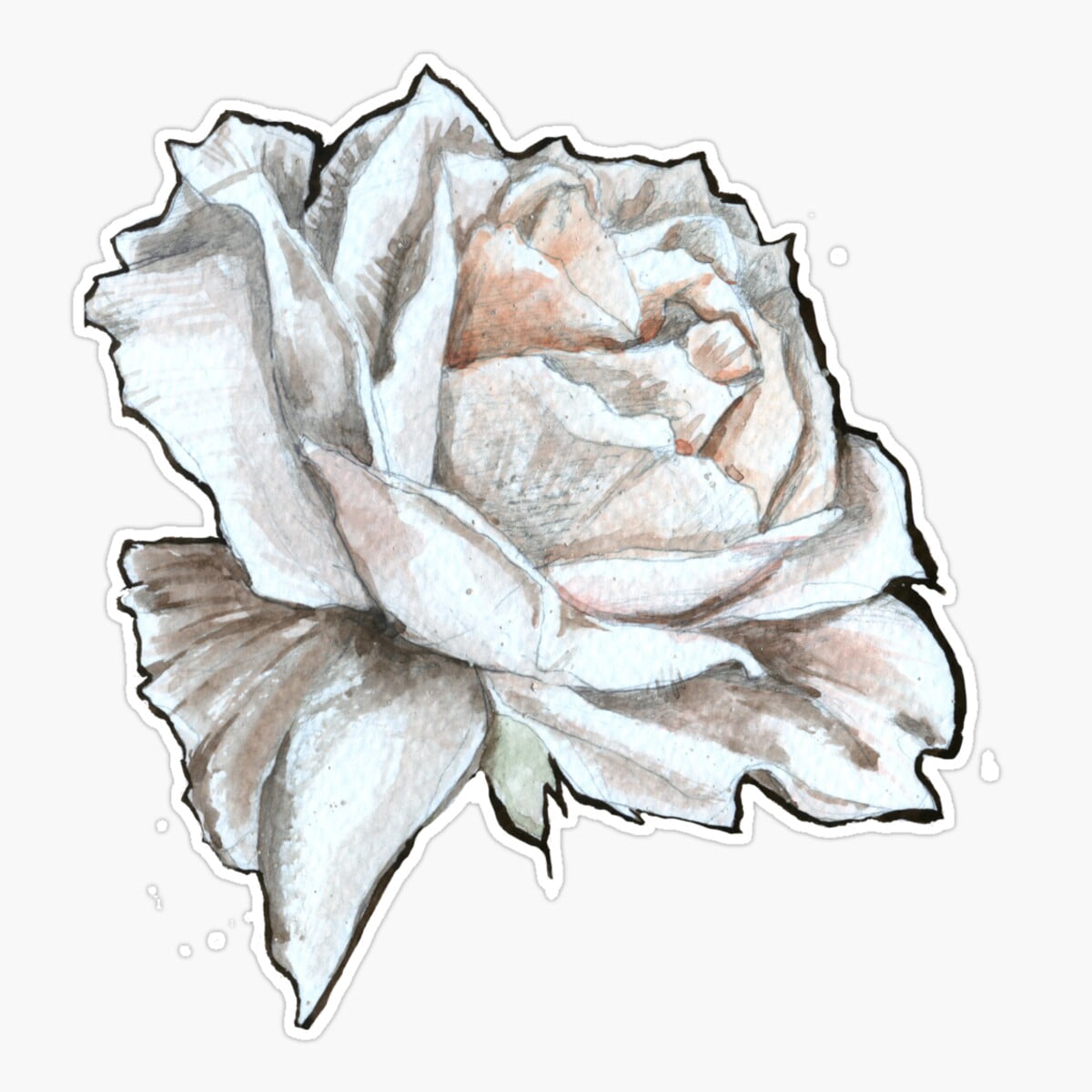 Maneki Watercolor Victorian Rose For Romantic Girl Sticker, Phone Decal ...