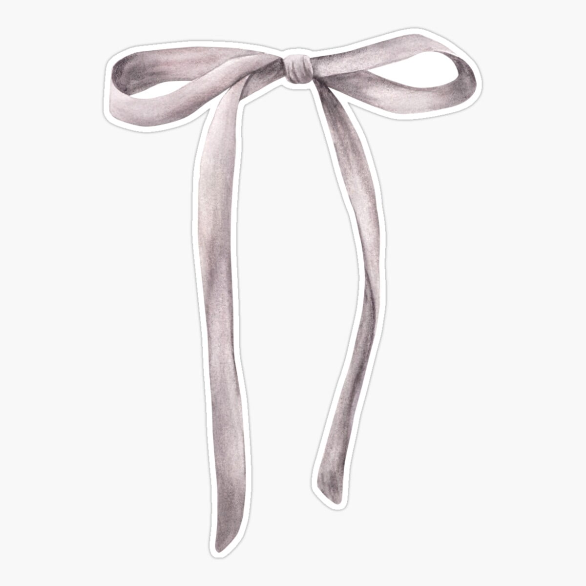 Maneki Watercolor ribbon, bow. Grey pink colour Hand drawn coquette ...