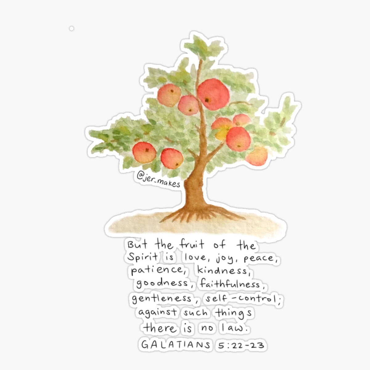 Maneki Watercolour Apple Tree With Galatians 5 Bible Verse On Fruit Of ...