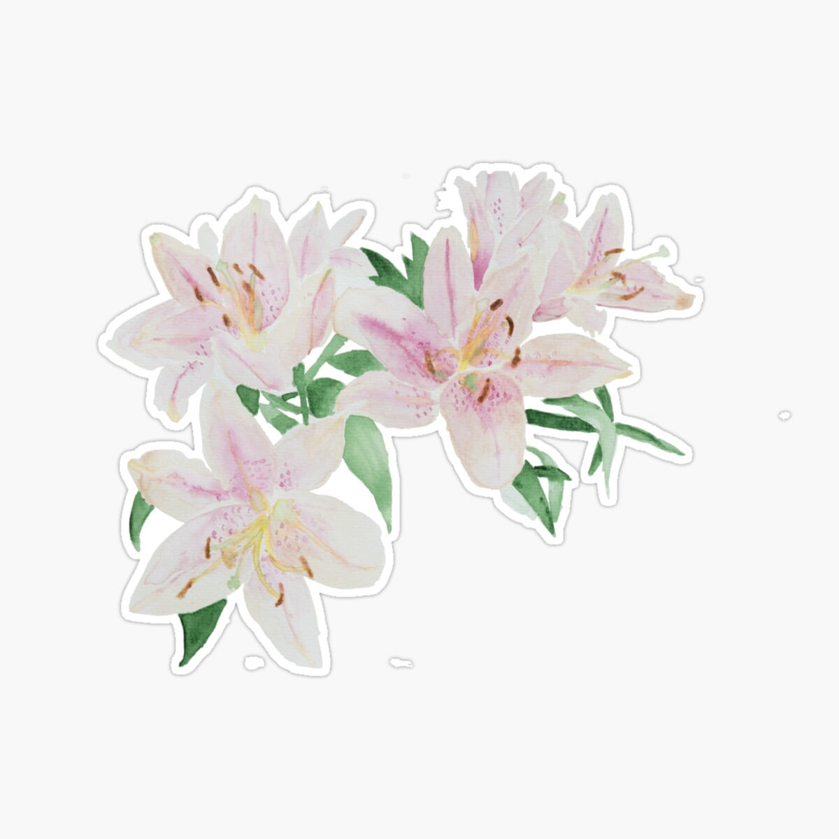 Maneki Watercolour Lilly Flower Sticker, Phone Decal Water Bottle ...