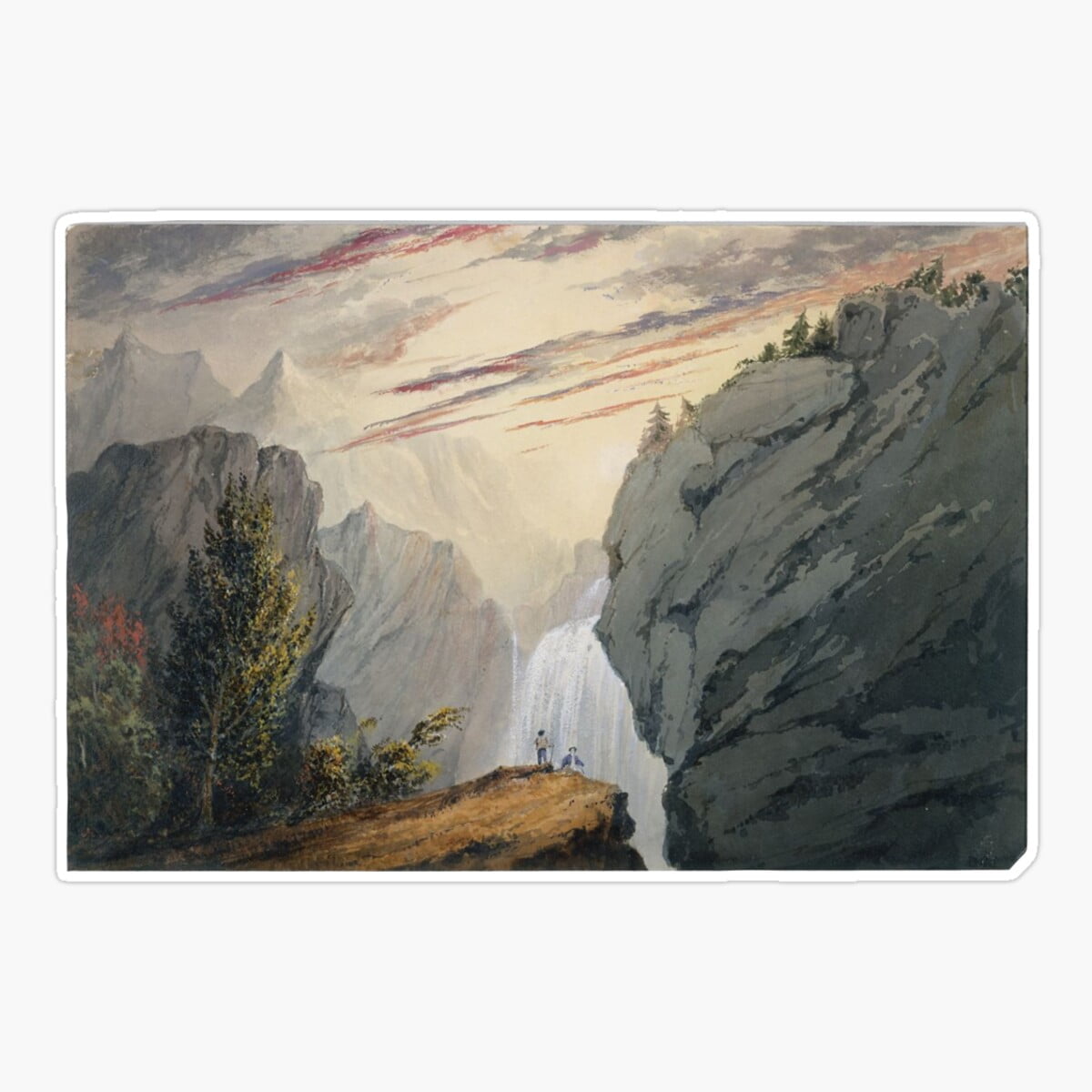 Maneki Waterfall Oil Painting Sticker, Phone Decal Water Bottle ...