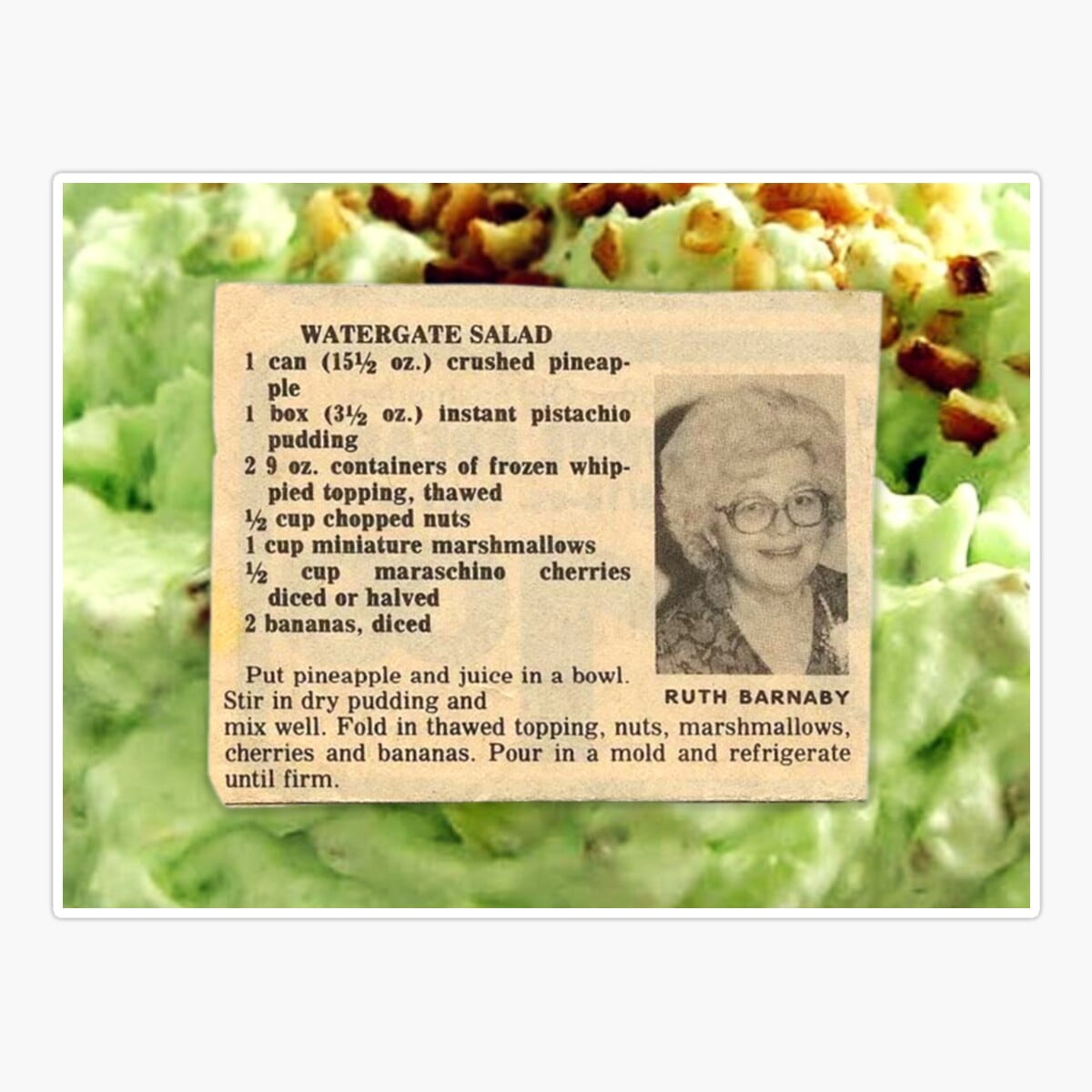 Maneki Watergate Salad Recipe Sticker, Phone Decal Water Bottle ...