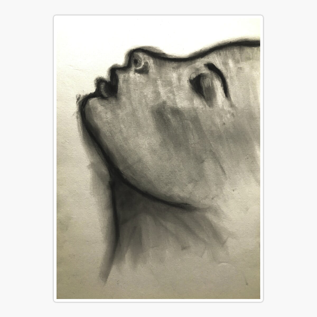 Maneki Wavering Charcoal Portrait Sticker, Phone Decal Water Bottle ...