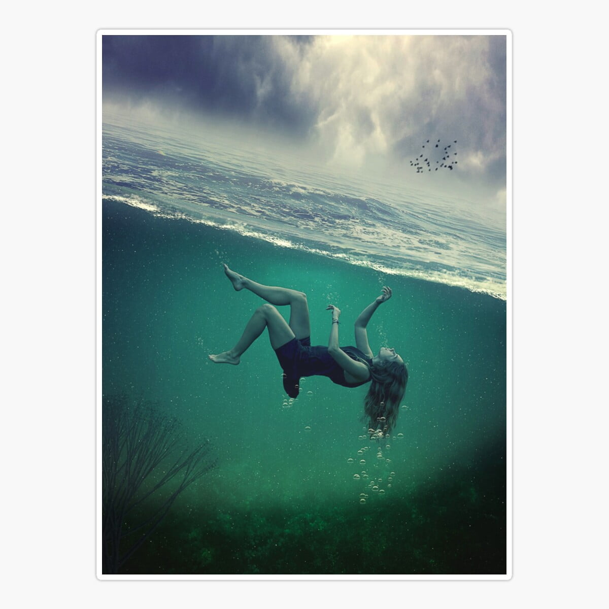 Maneki The Waves Emale Under Ocean Water Struggling To Get Back To The Surace Color Surreal ...