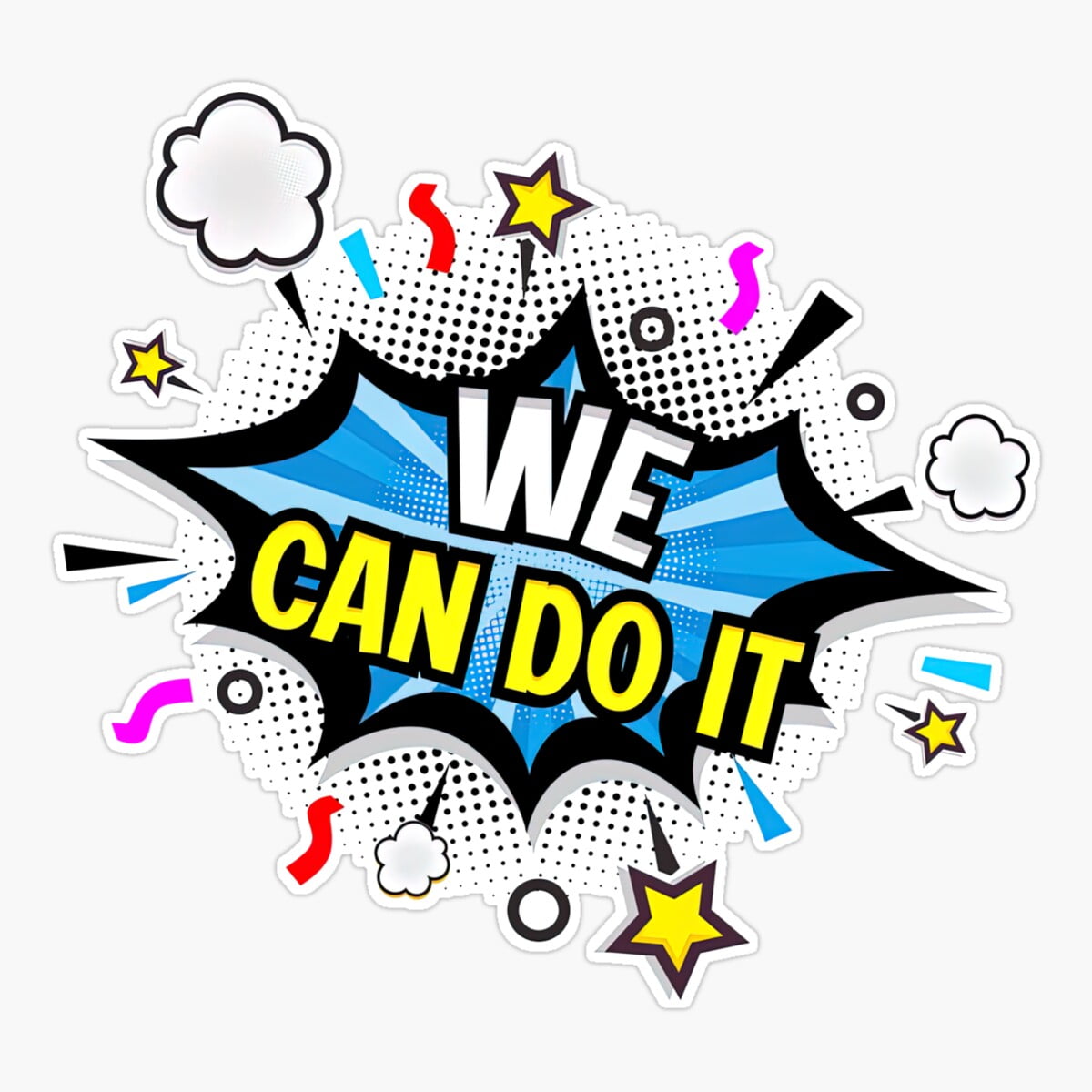 Maneki We Can Do It, Comic Speech Bubble With Emotional Text. Sticker, Phone Decal Water Bottle ...