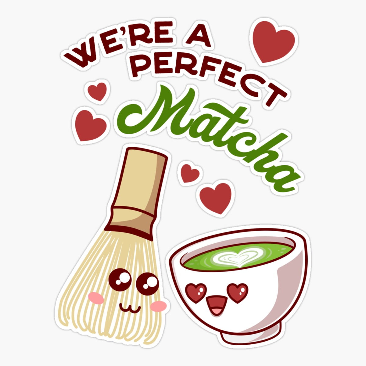 Maneki We'Re A Perfect Matcha Match Cute Kawaii Er, Phone Decal Water ...