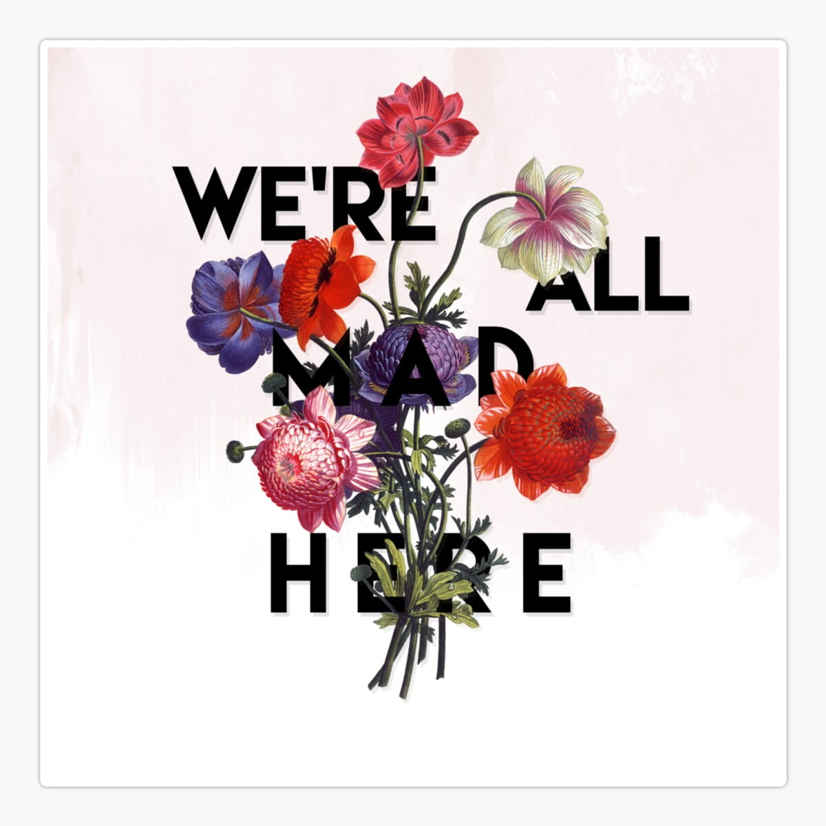 Maneki We'Re All Mad Here Sticker, Phone Decal Water Bottle Stickers ...