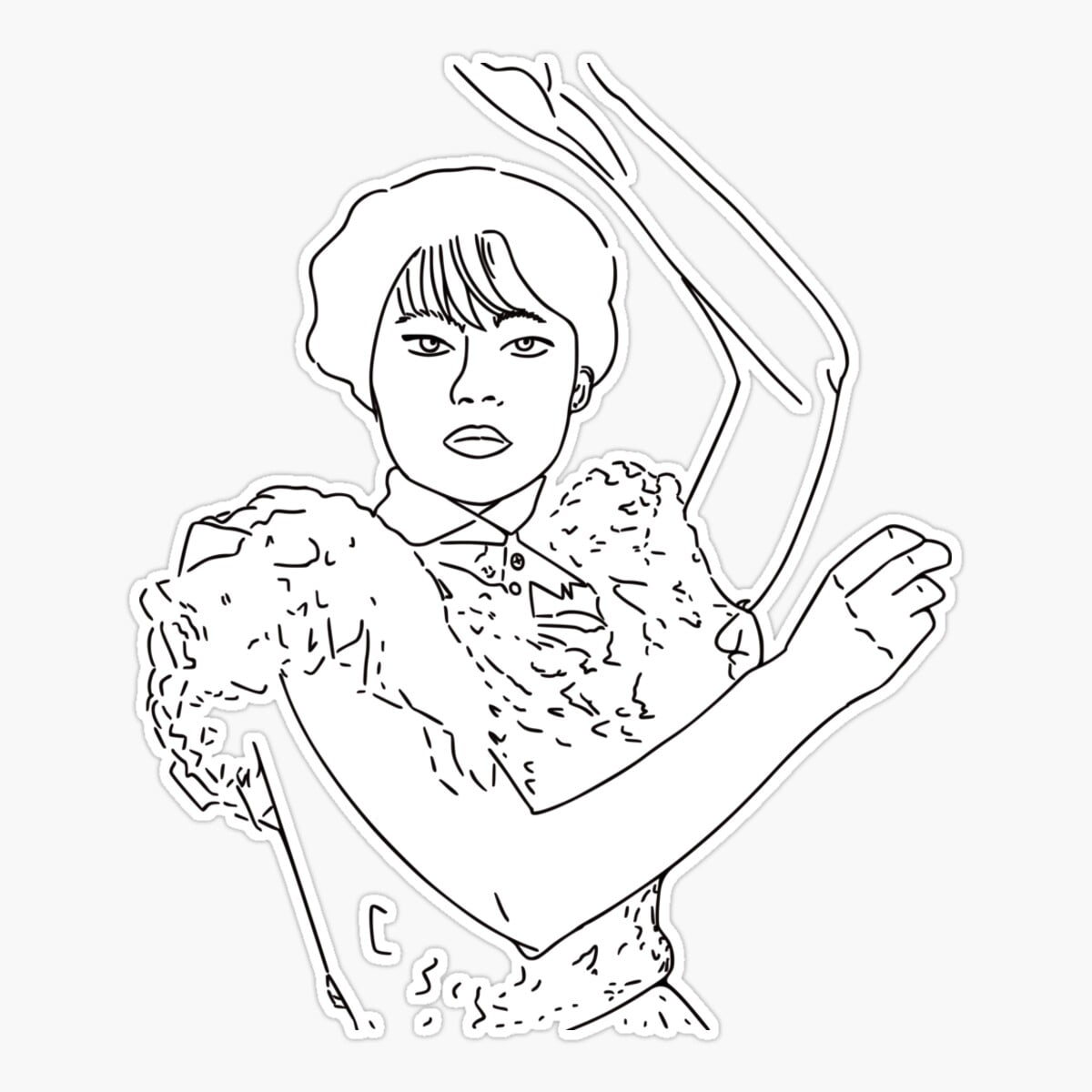 Maneki Wednesday Lineart Fanart Sticker, Phone Decal Water Bottle ...