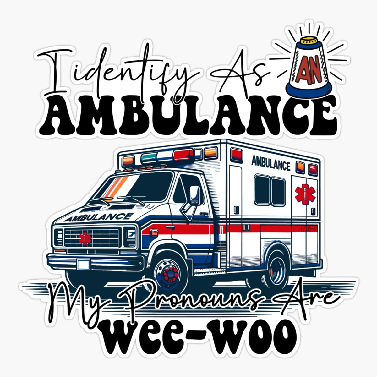 Maneki Wee Woo Crew Ambulance Technician Paramedic Emt Er, Phone Decal ...