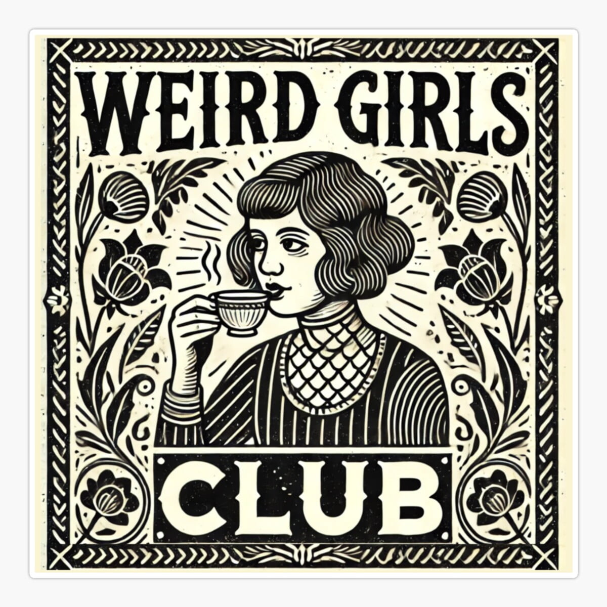 Maneki Weird Girls Club Sticker, Phone Decal Water Bottle Stickers Car ...