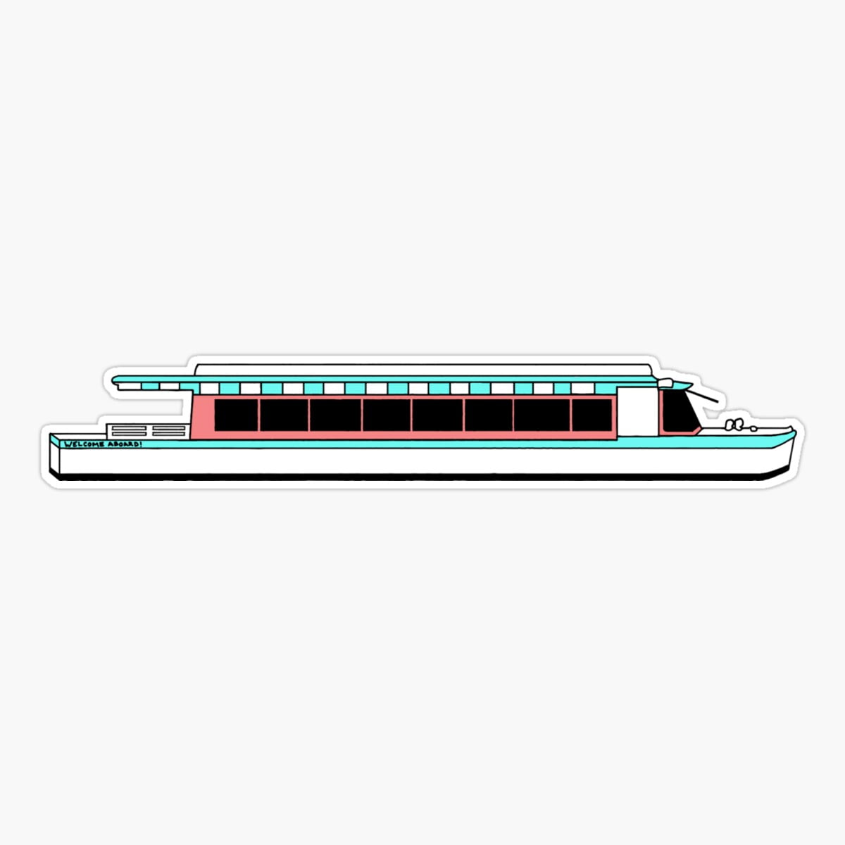 Maneki Welcome Aboard Ferry Boat Sticker, Phone Decal Water Bottle ...