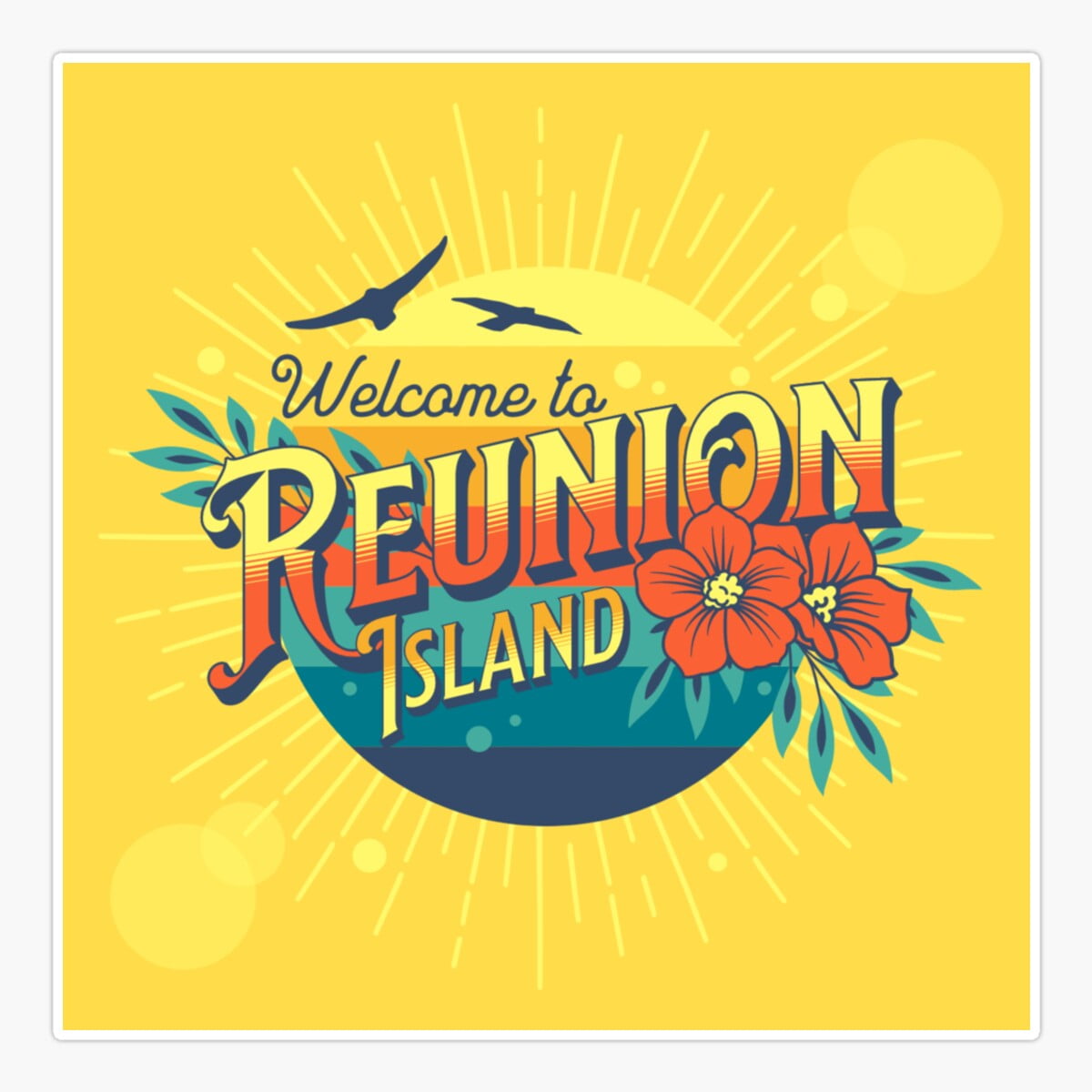 Maneki Welcome To Reunion Island Sticker, Phone Decal Water Bottle ...