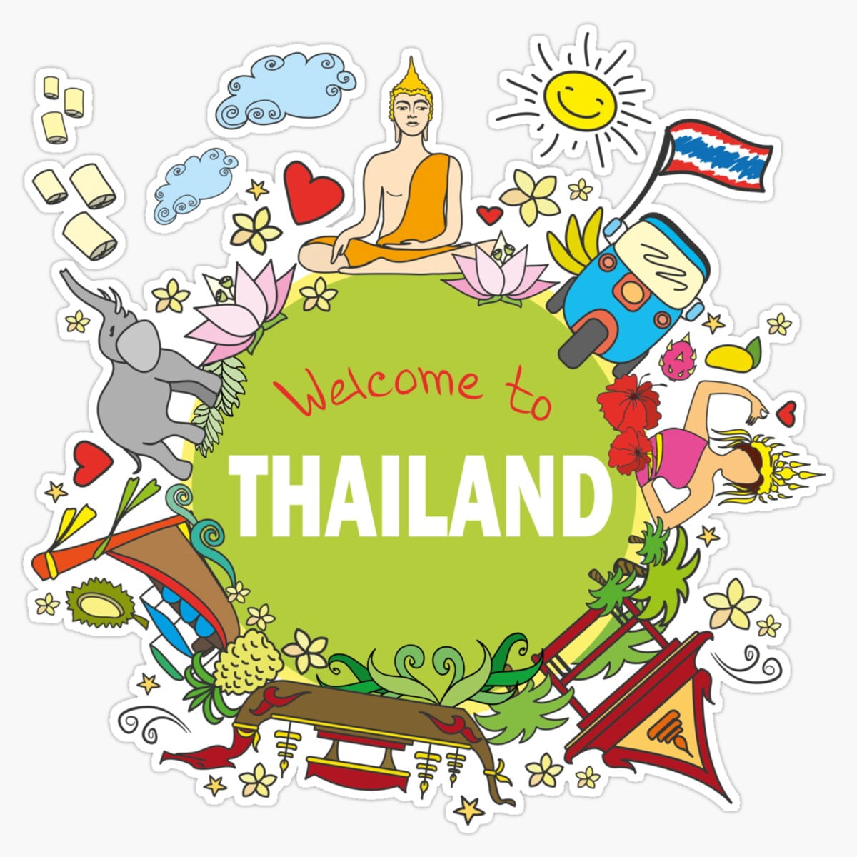 Maneki Welcome To Thailand . Set Thai Elements. Er, Phone Decal Water ...
