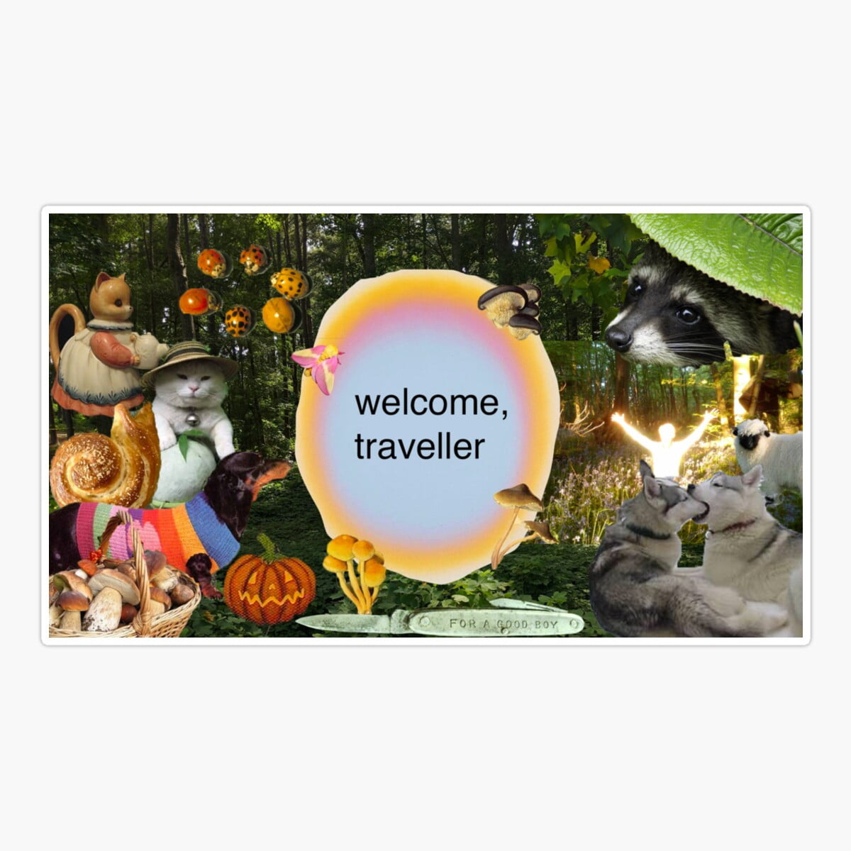 Maneki Welcome Traveller Sticker, Phone Decal Water Bottle Stickers Car ...