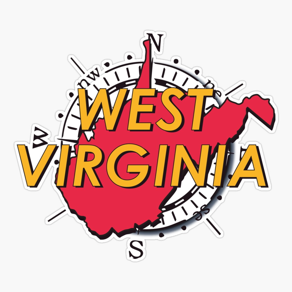 Maneki West Virginia Map Sticker, Phone Decal Water Bottle Stickers Car ...