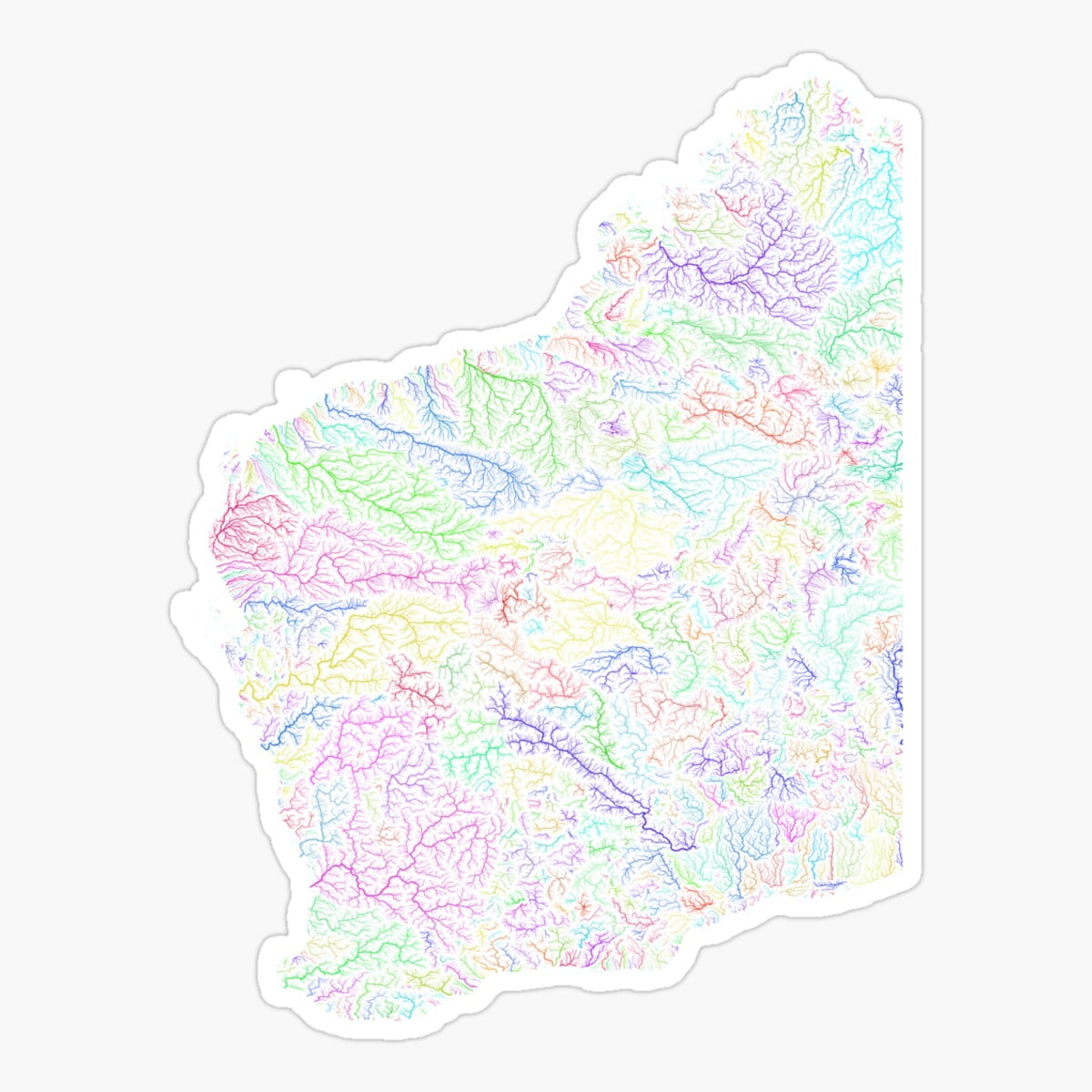 Maneki Western Australia River Basin Map In Rainbow Colours With White ...