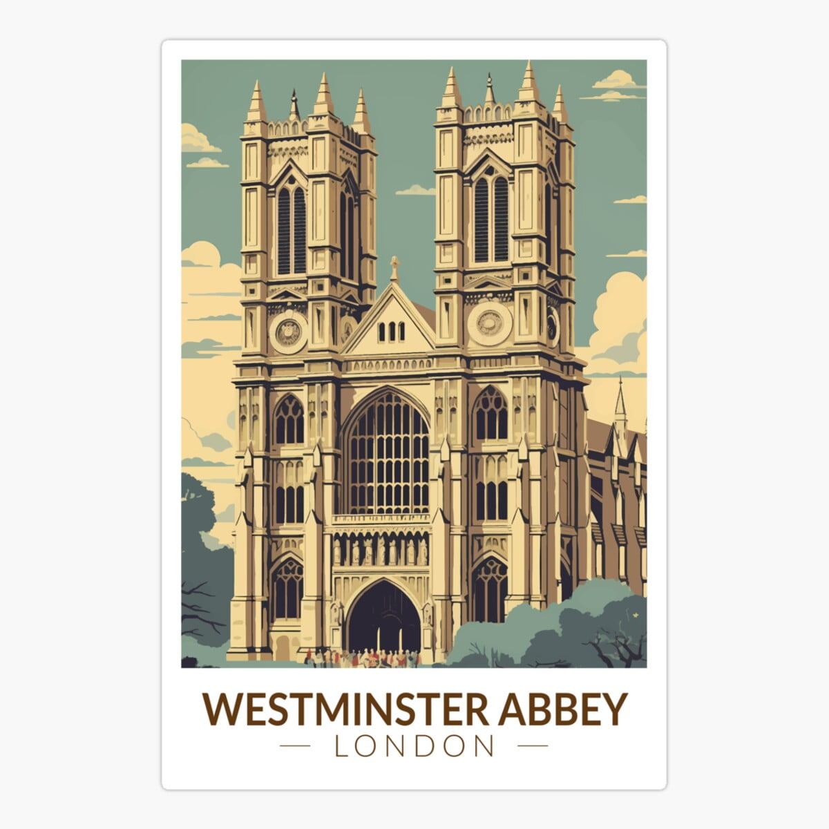 Maneki Westminster Abbey England Travel Art Vintage Sticker, Phone ...