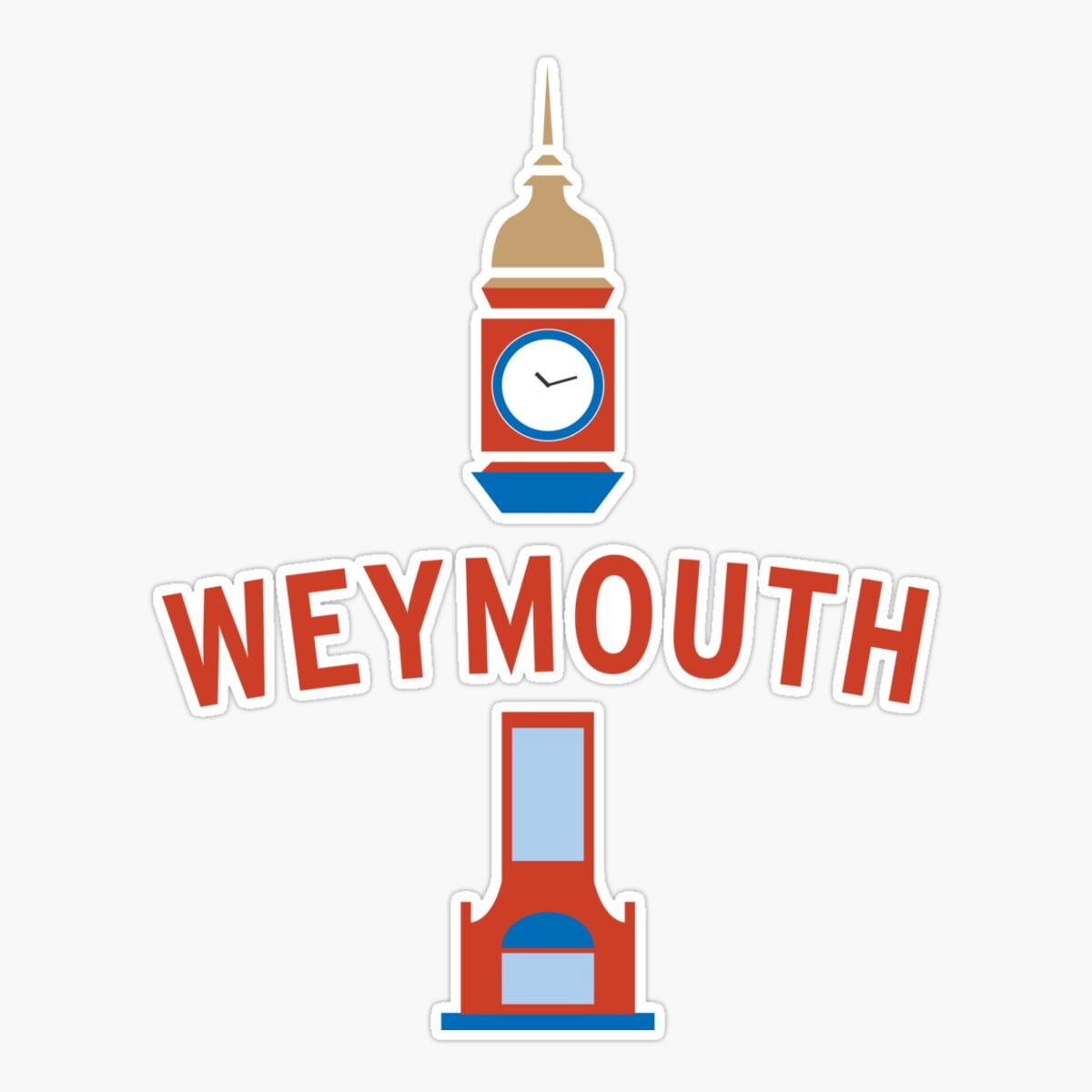 Maneki Weymouth Clock Tower | Dorset Uk Artwork Sticker, Phone Decal ...