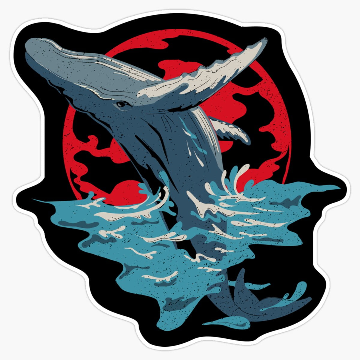 Maneki Whale Art - Humpback Whale Breaching Anime Style Er, Phone Decal ...