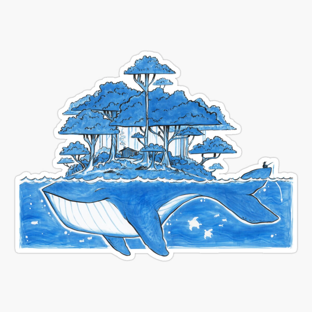 Maneki Whale Island Sticker, Phone Decal Water Bottle Stickers Car ...