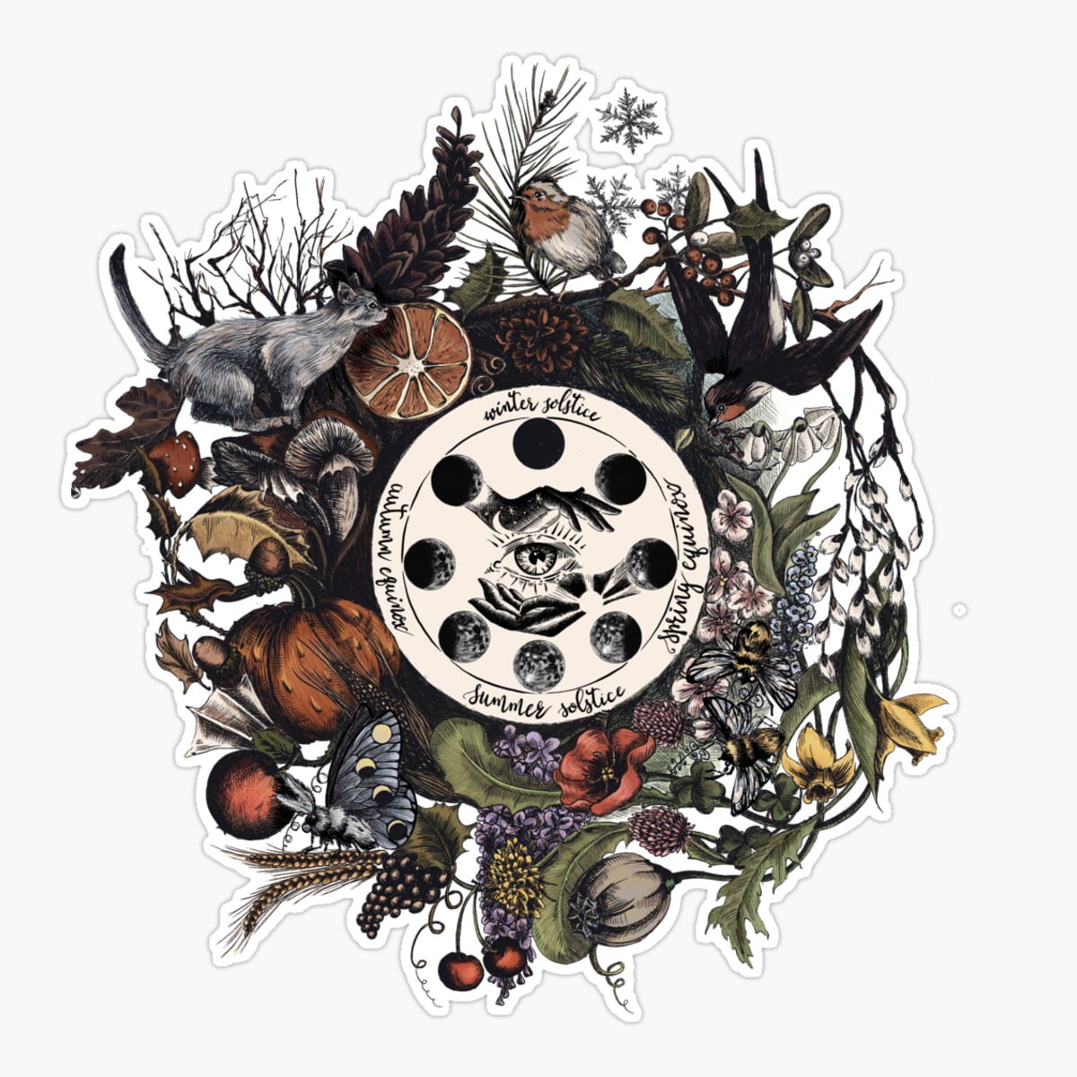 Maneki Wheel Of The Year Ii Sticker, Phone Decal Water Bottle Stickers ...