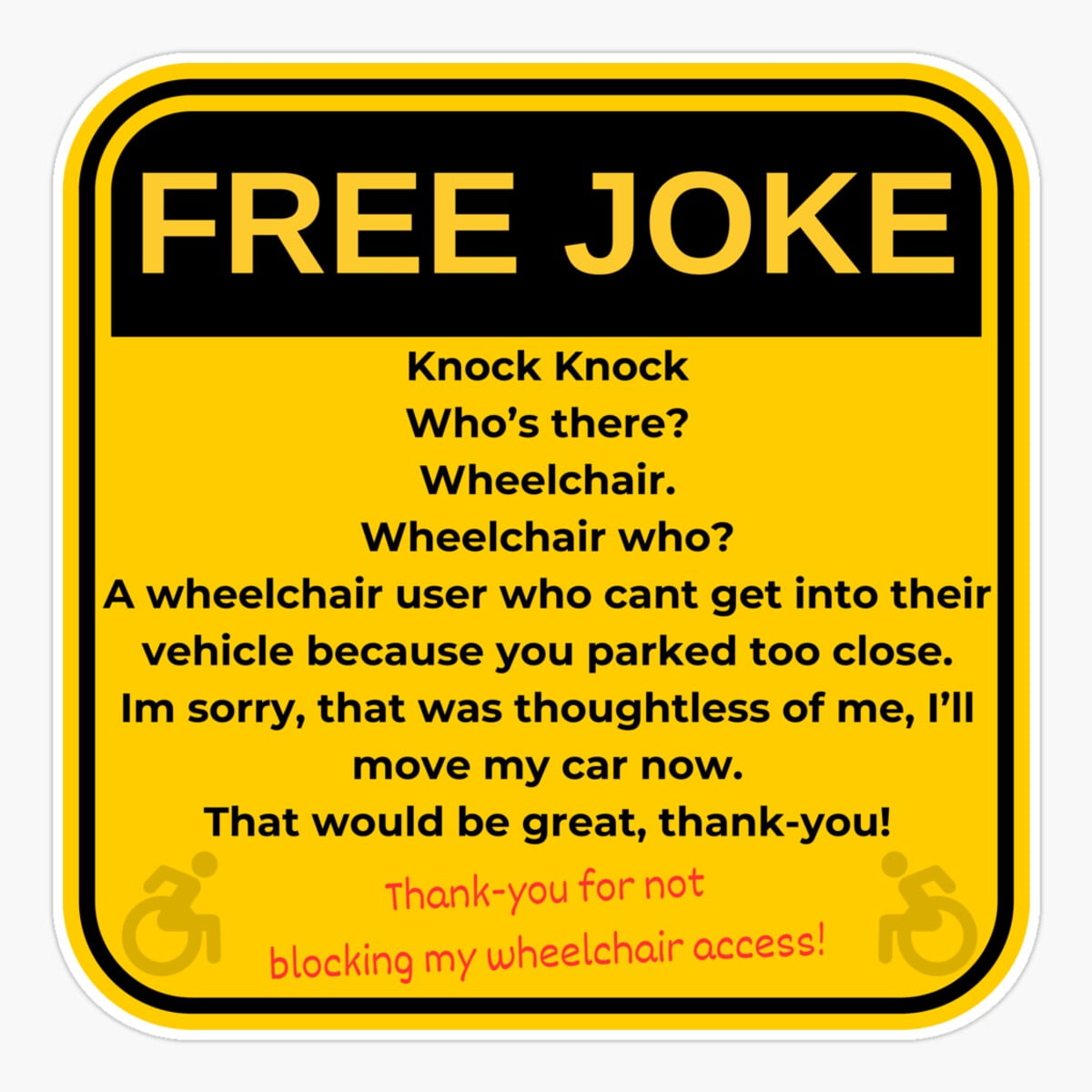 Maneki Wheelchair Vehicle Parking Funny Motivational Joke One Er, Phone ...