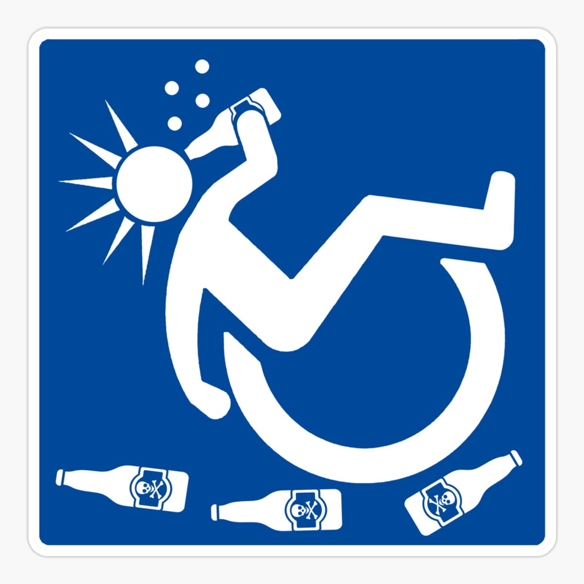 Maneki Wheelchariot 1 (Beer) Sticker, Phone Decal Water Bottle Stickers ...