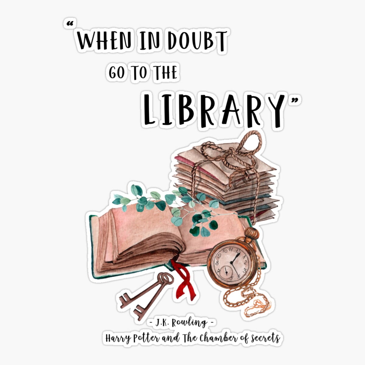 Maneki When In Doubt Go To The Library Motivational Quote Sticker ...