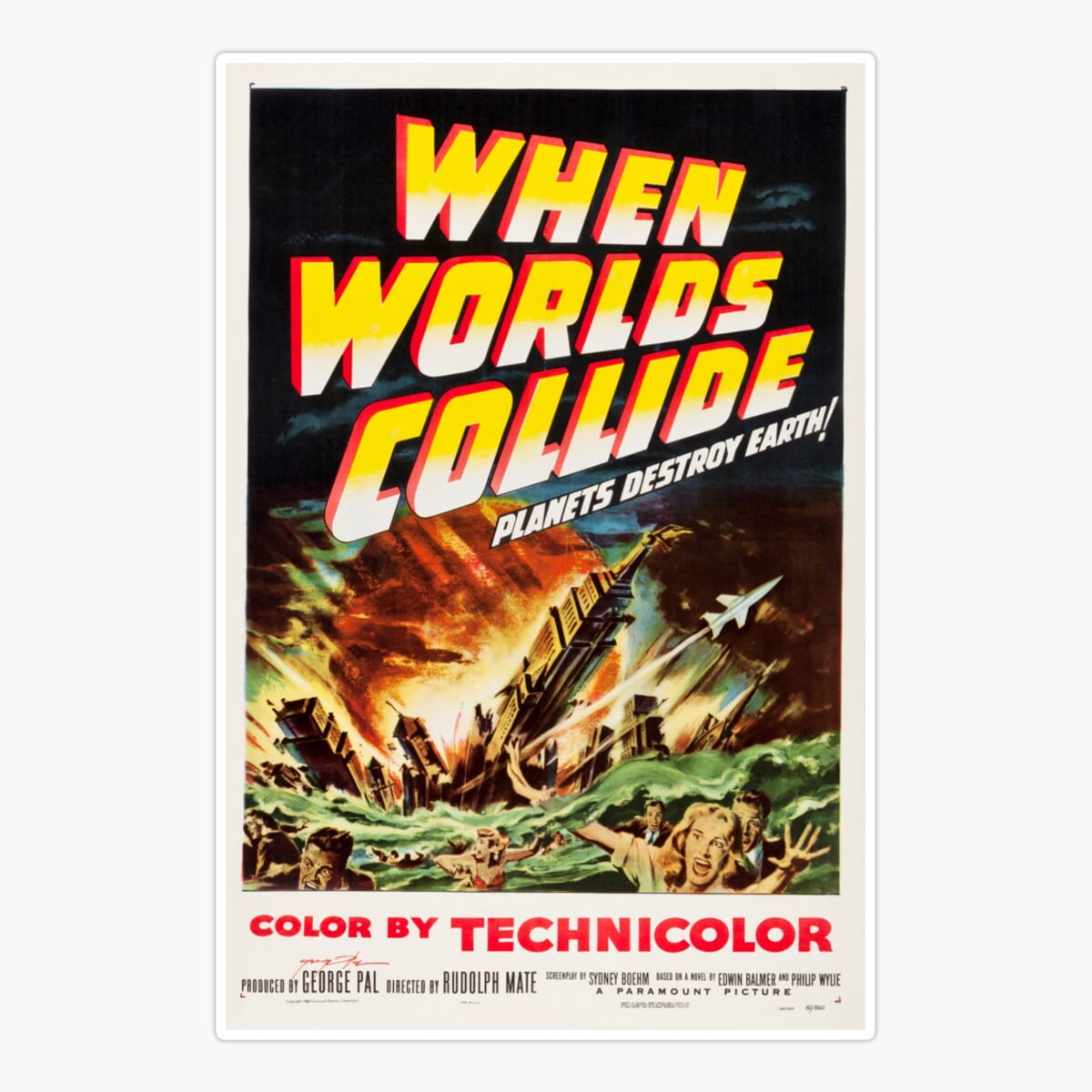 Maneki When Worlds Collide 1951 Retro Sci Fi Film Classic Movie Sticker ...