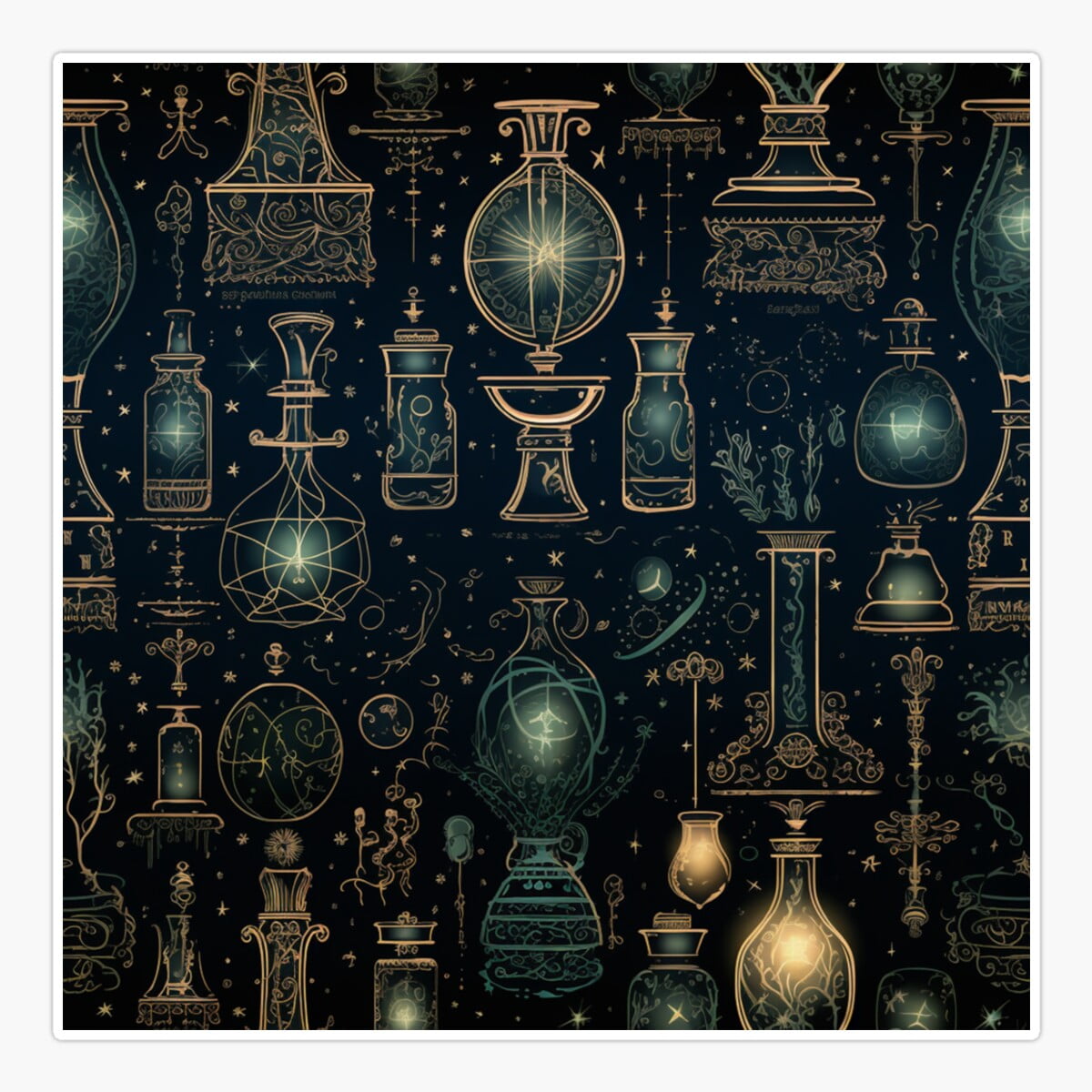 Maneki Whimiscal Dark Academia Alchemy Sticker, Phone Decal Water ...