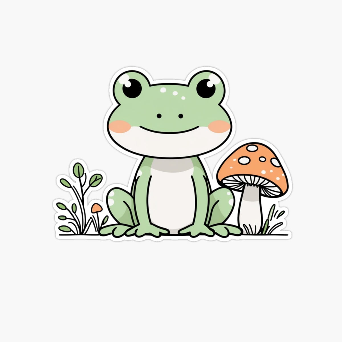 Maneki Whimsical Forest Frog Sticker, Phone Decal Water Bottle Stickers ...