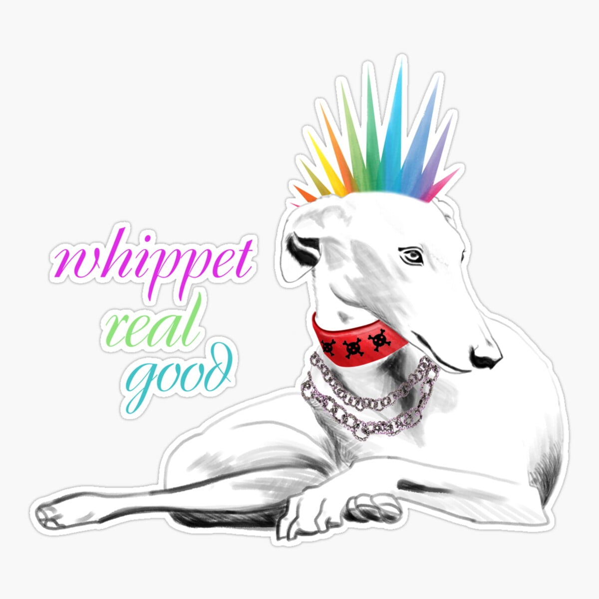 Maneki Whippet Real Good Sticker, Phone Decal Water Bottle Stickers Car ...