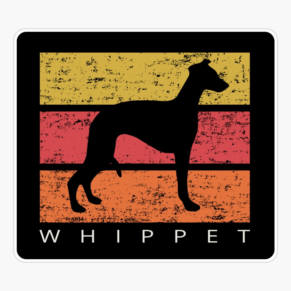 Maneki Whippet Retro Vintage Design Distressed Sticker, Phone Decal ...