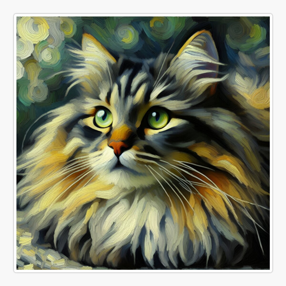 Maneki Whiskered Renaissance Splendor Sticker, Phone Decal Water Bottle ...